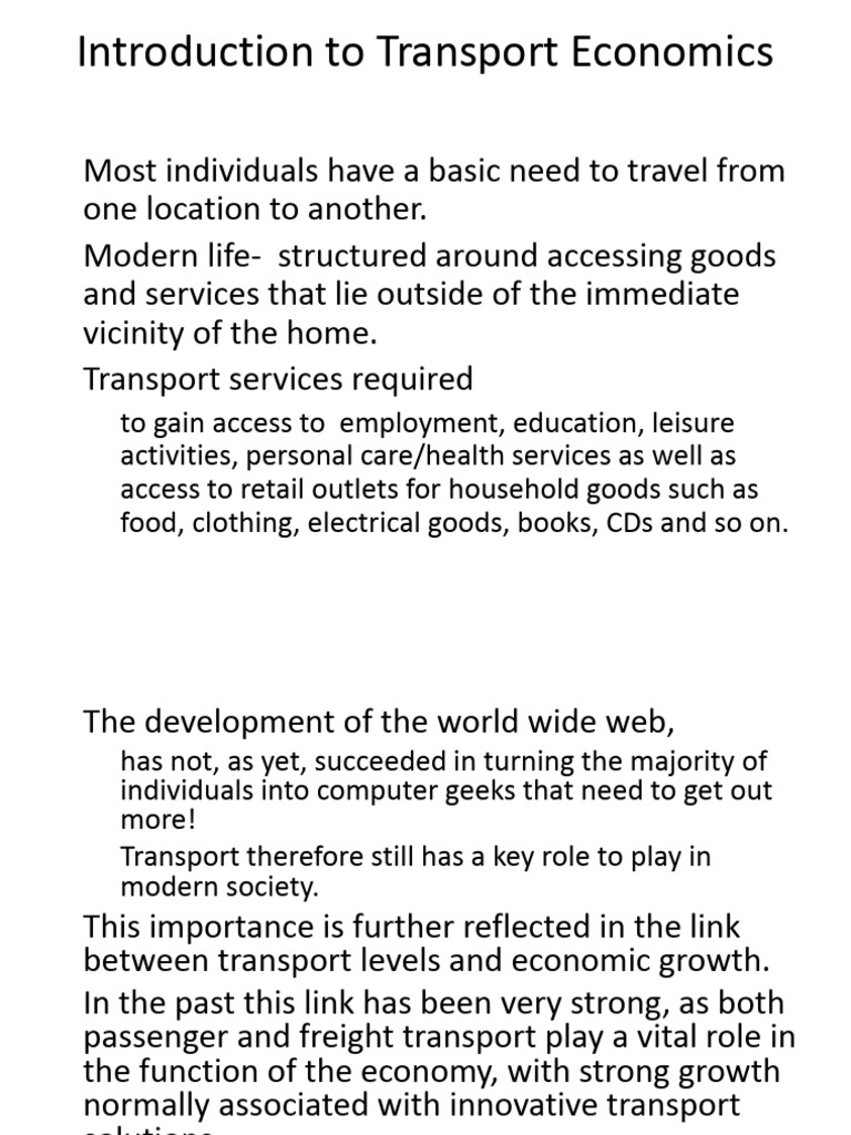 1B-Introduction To Transport Economics | PDF | Transport | Economics