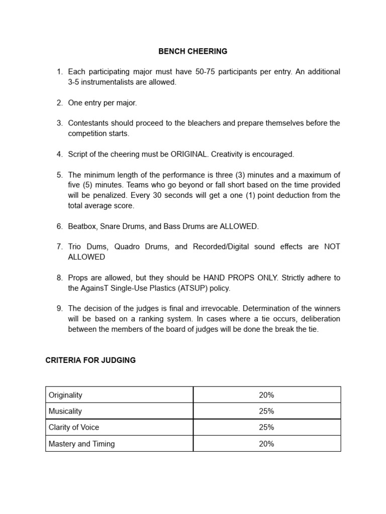Bench Cheering | PDF