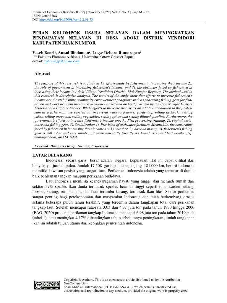 Peran Kelompok Usaha Nelayan Dalam Menin | PDF