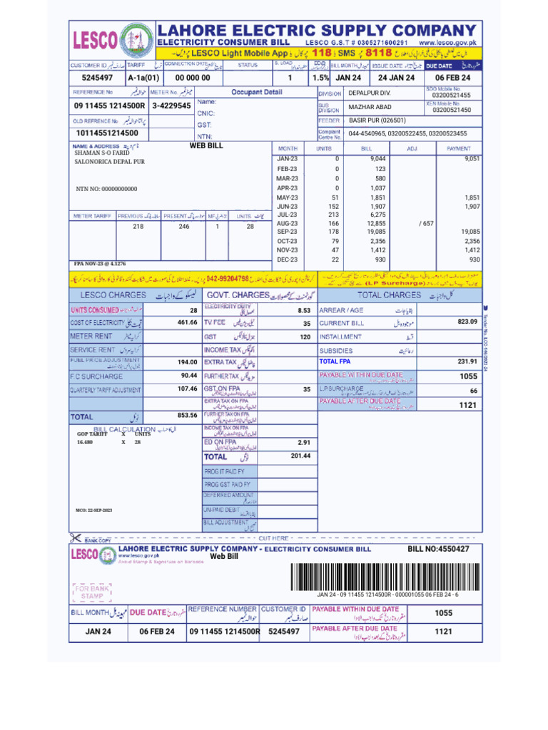 Lesco- Web Bill | PDF