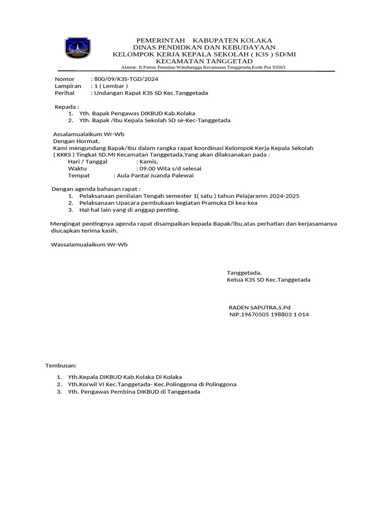 SURAT UNDANGAN K3S | PDF