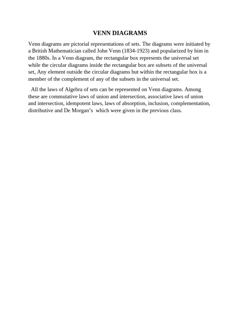 Venn Diagrams - Augustine University - New - Lecture Note | PDF | Set ...