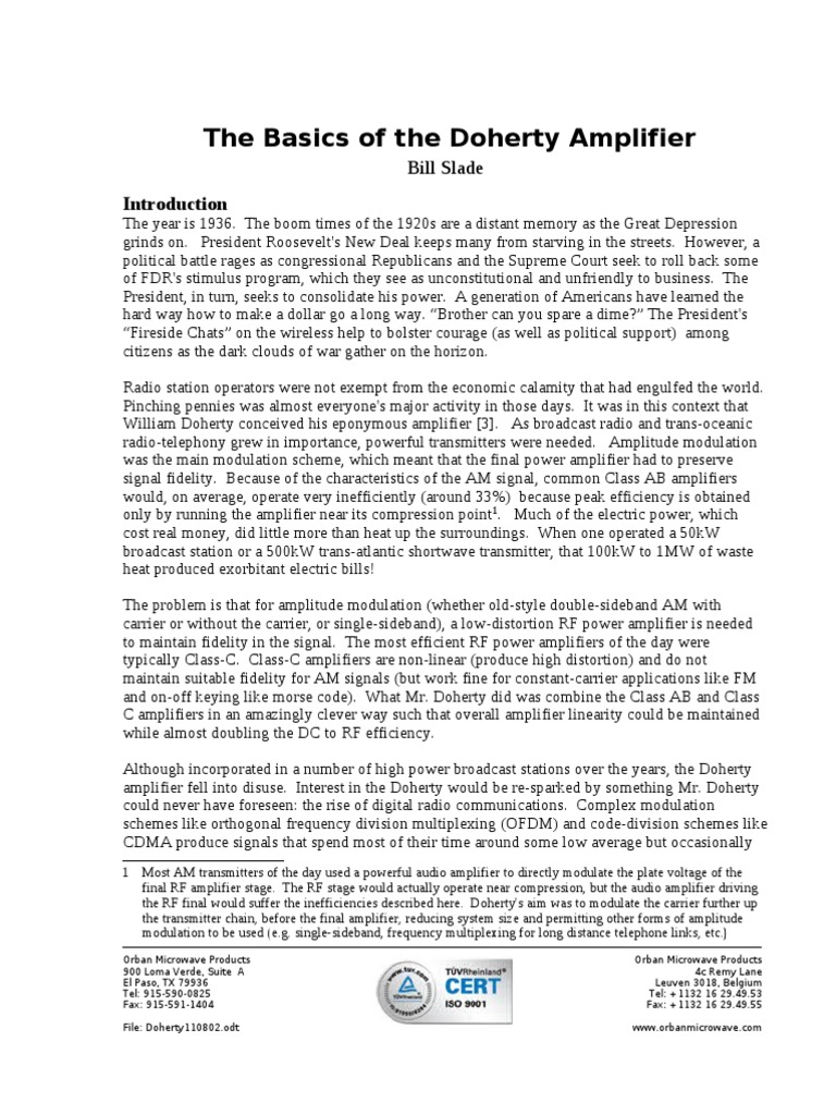 Understanding the Doherty Amplifier Basics | PDF | Technology & Engineering