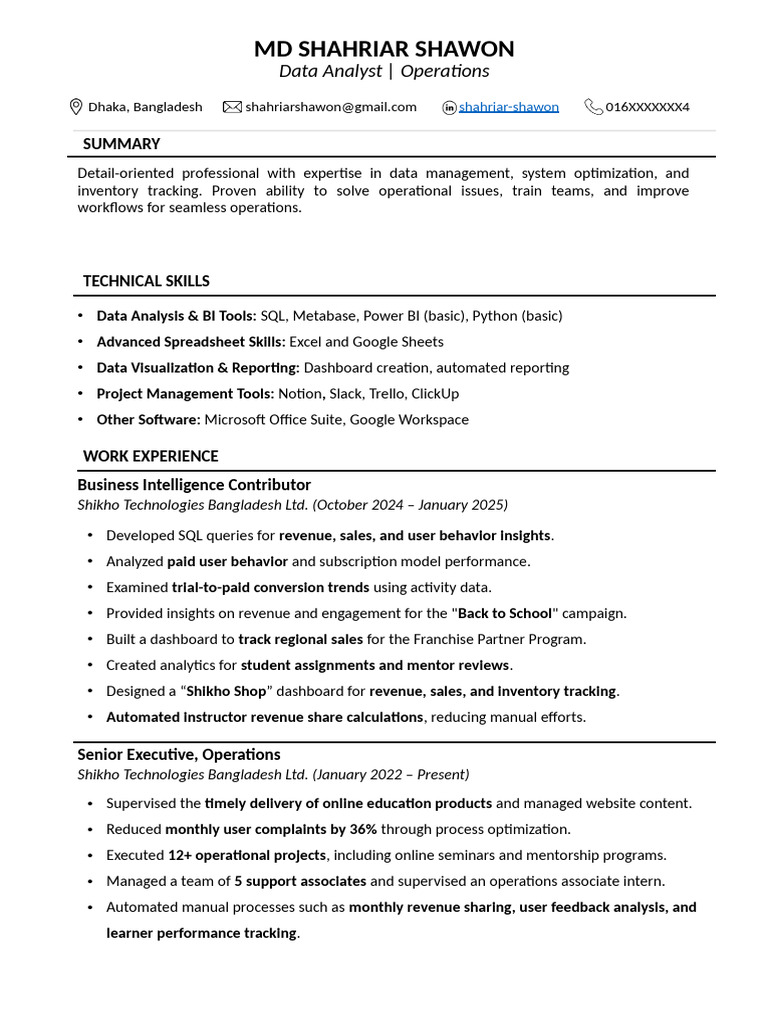 Simple and Effective Resume Format | PDF | Microsoft Excel | Analytics