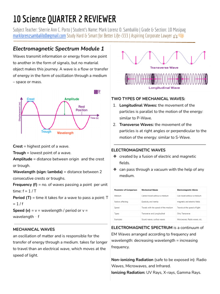 10 Science 2nd Quarter REVIEWER | PDF