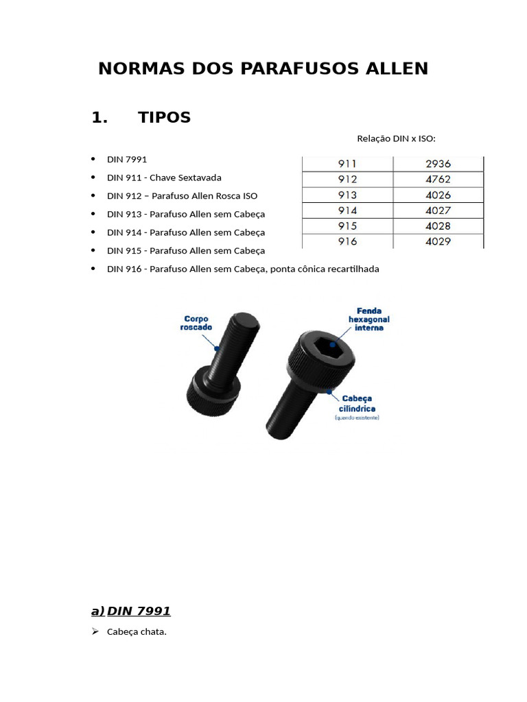 Normas Dos Parafusos Allen | PDF | Parafuso | Aço