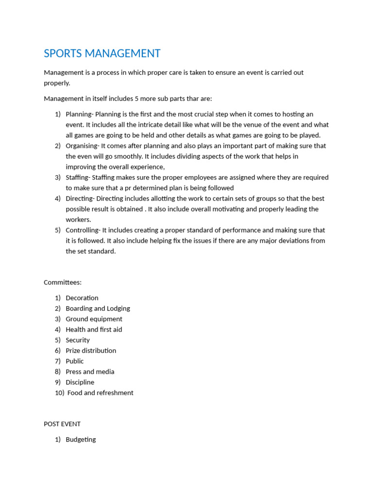 SPORTS MANAGEMENT | PDF | Paralympic Games