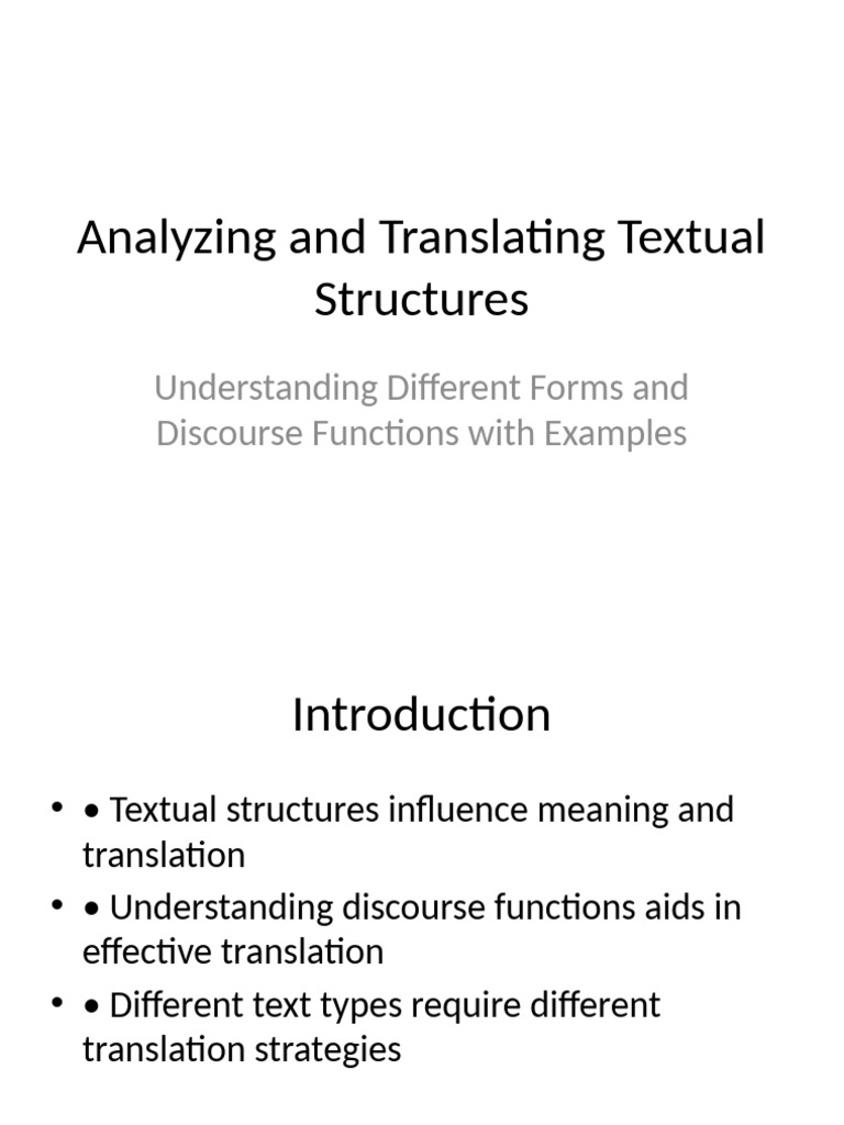 Analyzing Translating Textual Structures | PDF