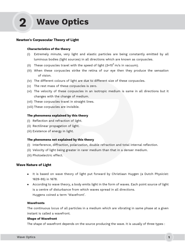 Wave Optics 4.0 | PDF | Diffraction | Coherence (Physics)