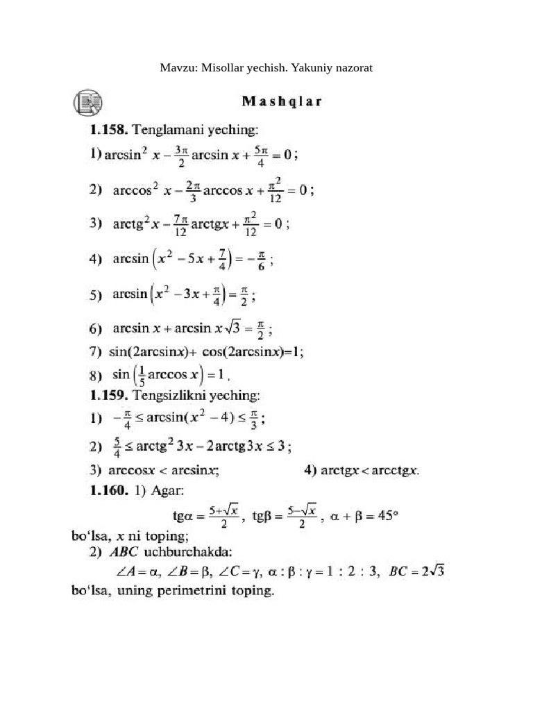 Yakuniy Nazorat | PDF