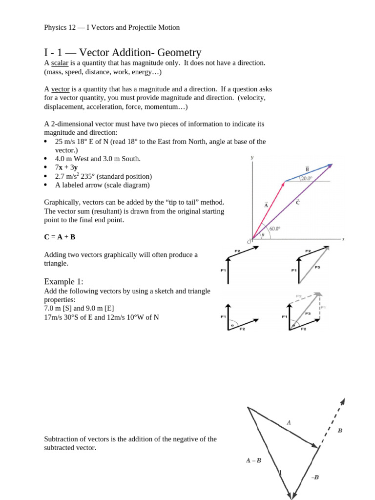 I Vectors and Projectiles Notes | PDF | Acceleration | Euclidean Vector