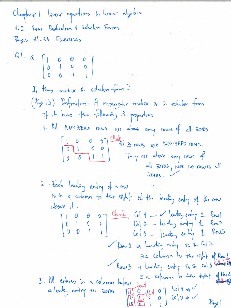 Chp1_Section1.2_Row reduction and echelon forms_p21-23 | PDF