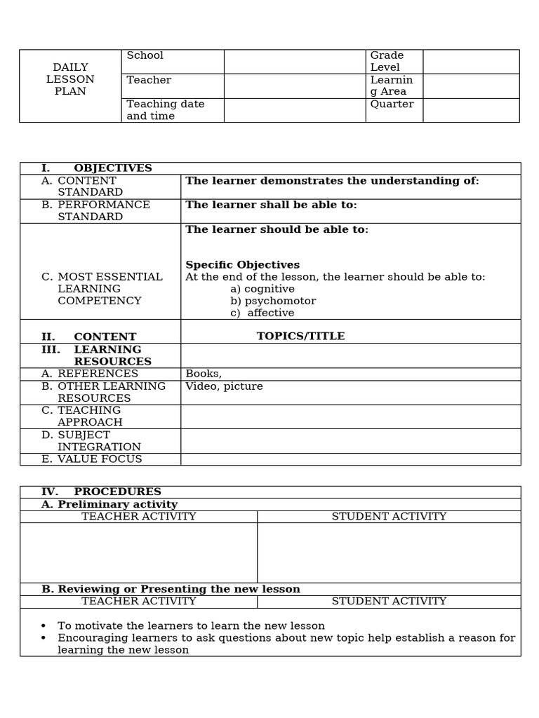 K-12-LESSON-PLAN-template | PDF | Learning | Teachers