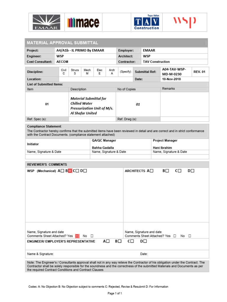 Material Submittal Review | PDF | Specification (Technical Standard) | Pump