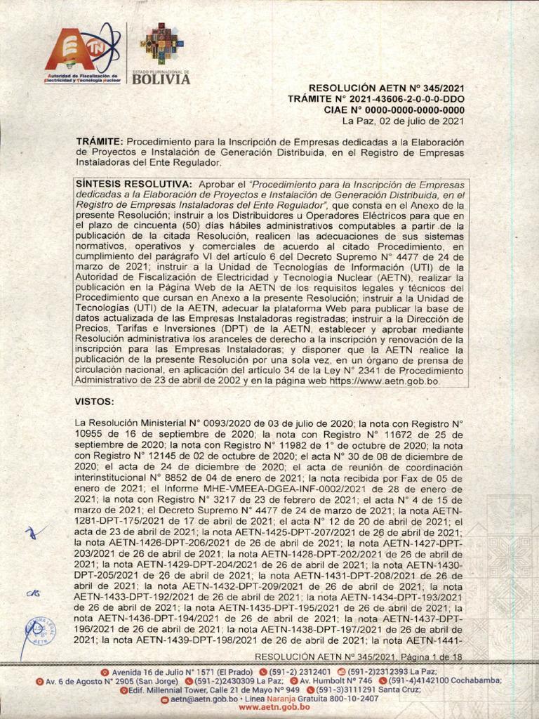 21 07 02 AETN-345-21 Procedimiento Inscripcion Empresas | PDF