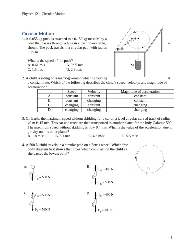 PH 12 4 Circular Motion Review | PDF | Orbit | Acceleration