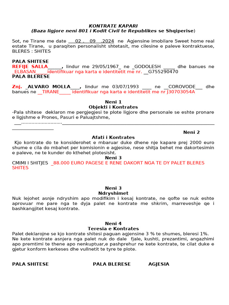 Kontrate Qeraje 11111 Redi | PDF