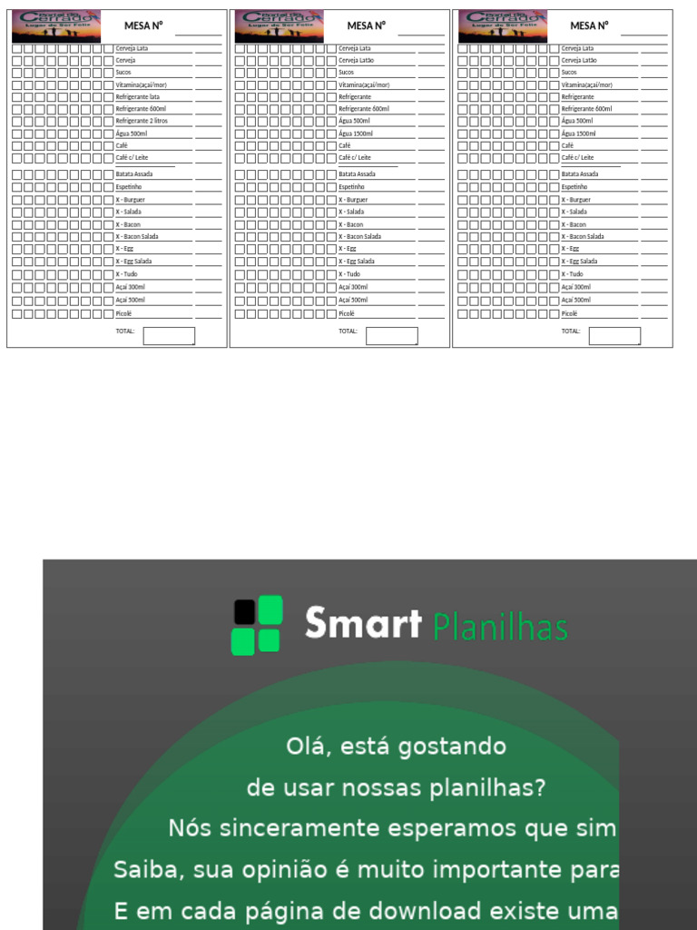 Comanda de Bar em Excel Grátis | PDF