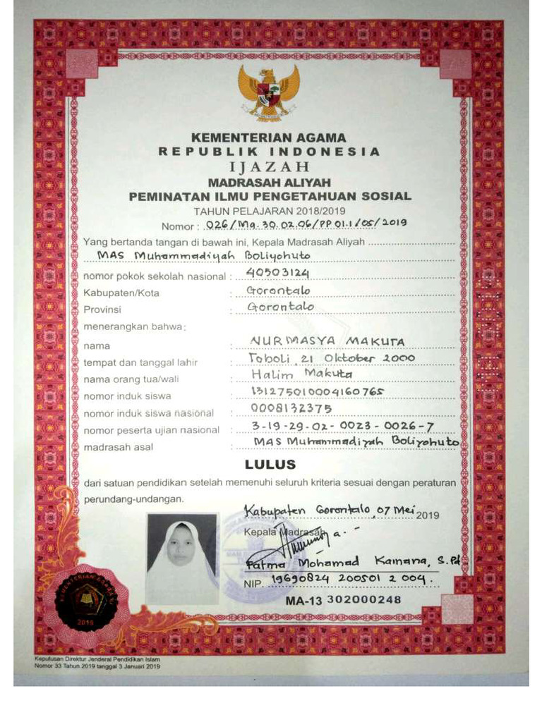 Ijazah SMA Compressed | PDF