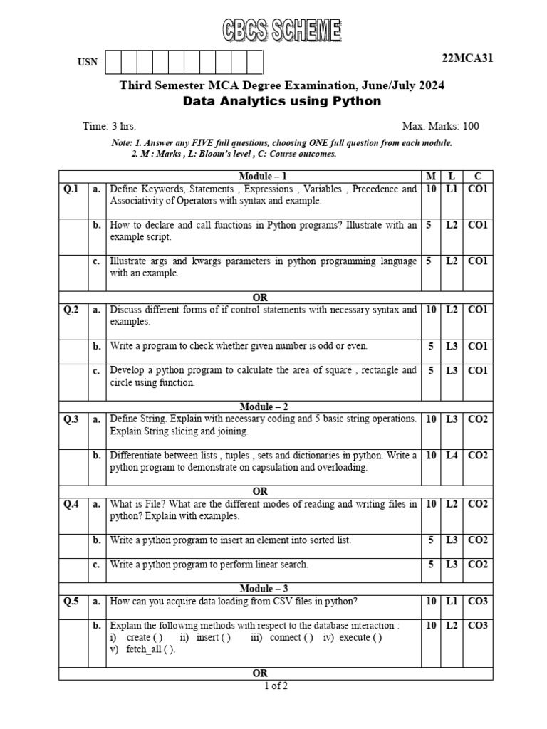 BCS305 Question Paper: Data Analytics | PDF | Internet Of Things ...