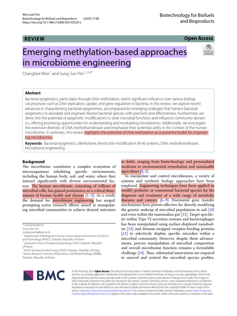 Won 2024 Prokaryotic Methylome Analysis | PDF | Dna Sequencing ...