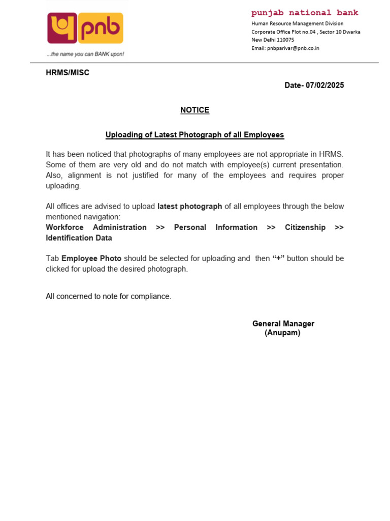 Employee Photo Update Notice | PDF