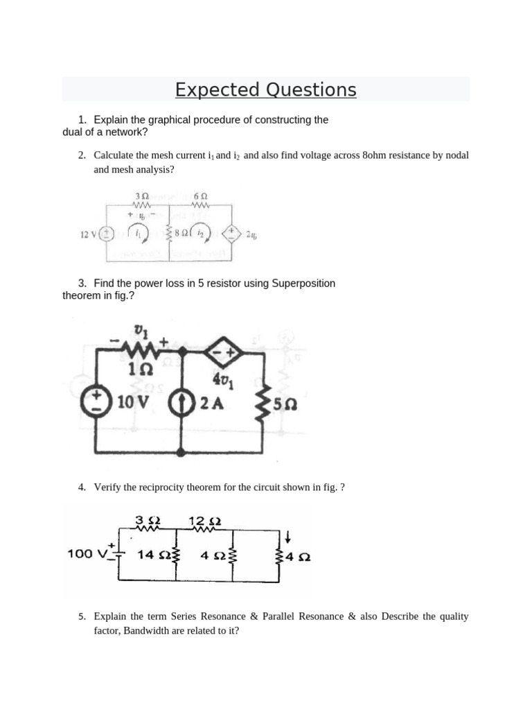 Electrical Network Analysis Questions | PDF
