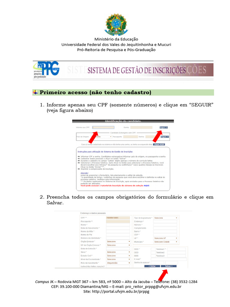 Tutorial Sistema Gestao Inscricao | PDF