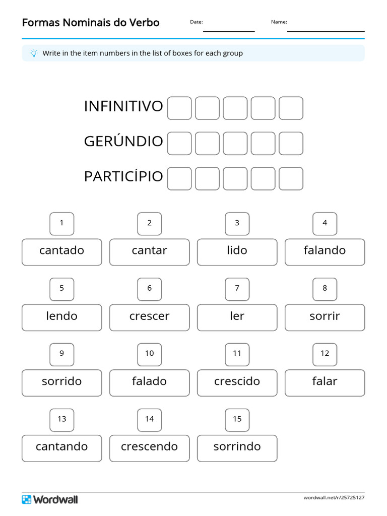 Formas Nominais Do Verbo Group Sort | PDF