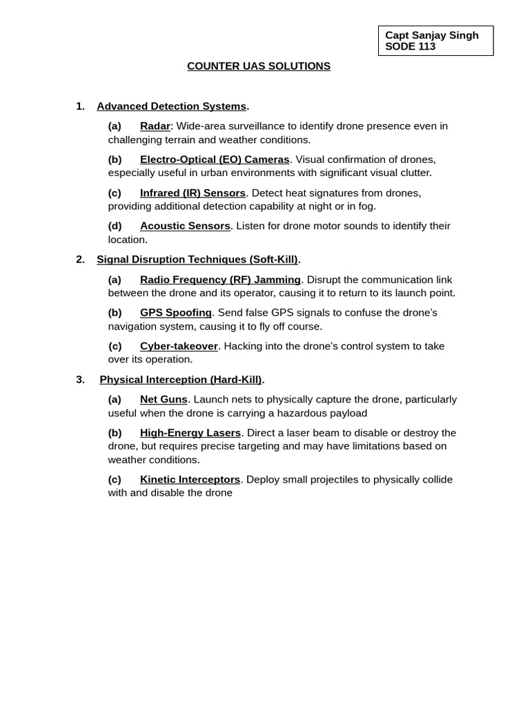Counter UAS Solutions Overview | PDF