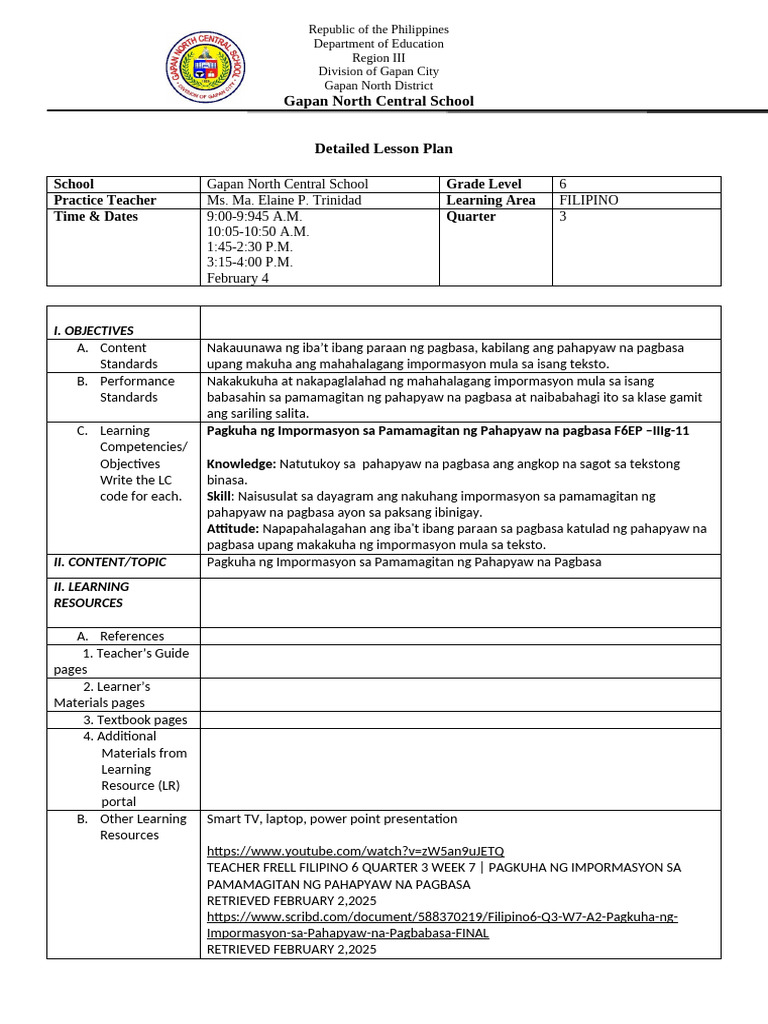 DLP Modified FILIPINO PAHAPYAW REVISED | PDF