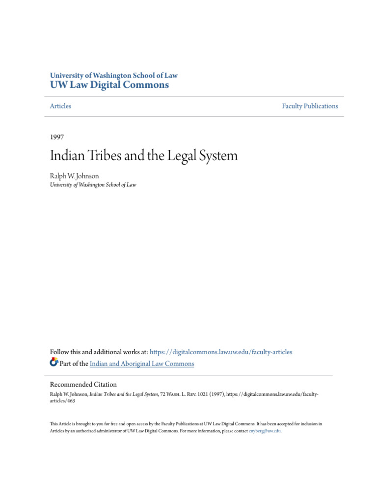 Indian Tribes and The Legal System | PDF | Indian Reservation | Native ...