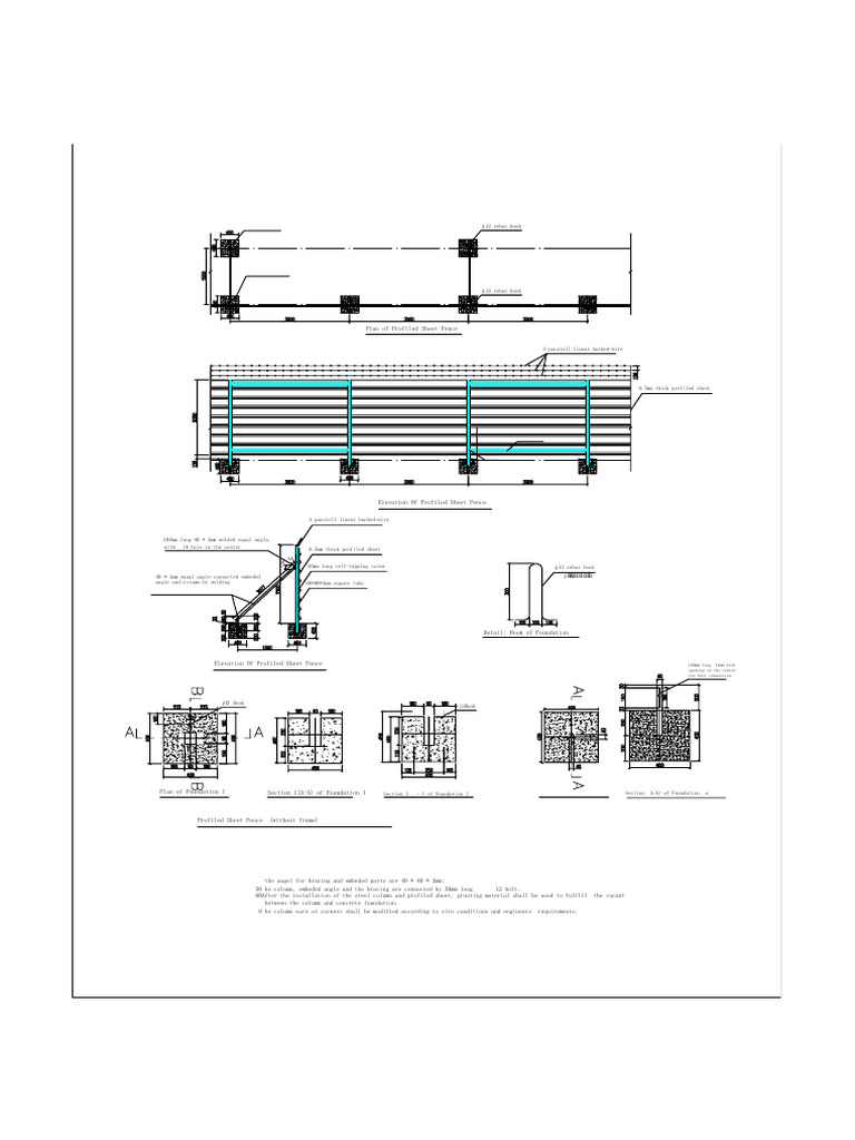 Foundation and Fence Construction Details | PDF | Mechanical ...