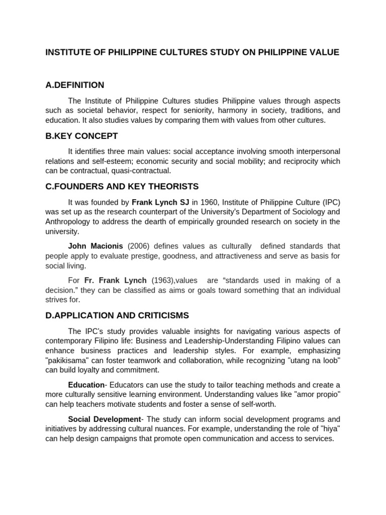 Philippine Values and Social Thinkers Insights | PDF | Behavioural ...