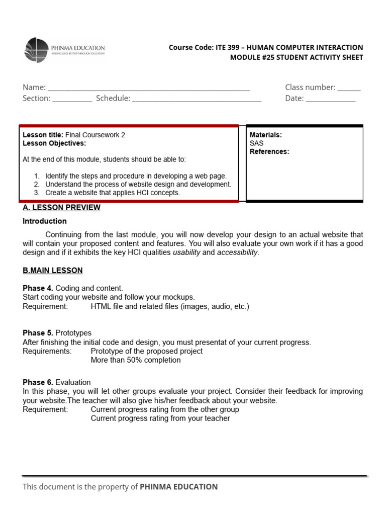 ITE 399-Human Computer Interaction SAS#25 | PDF | Websites | Human ...