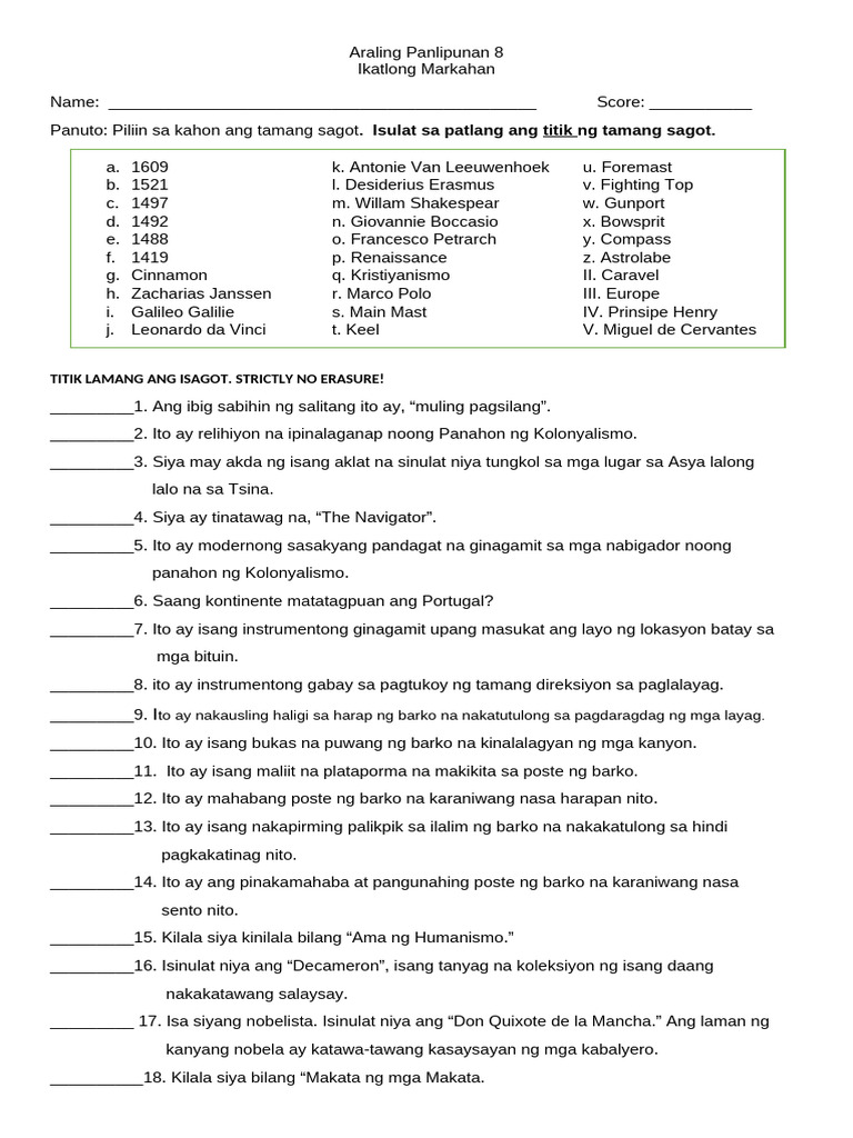 3rd Grading AP8 | PDF