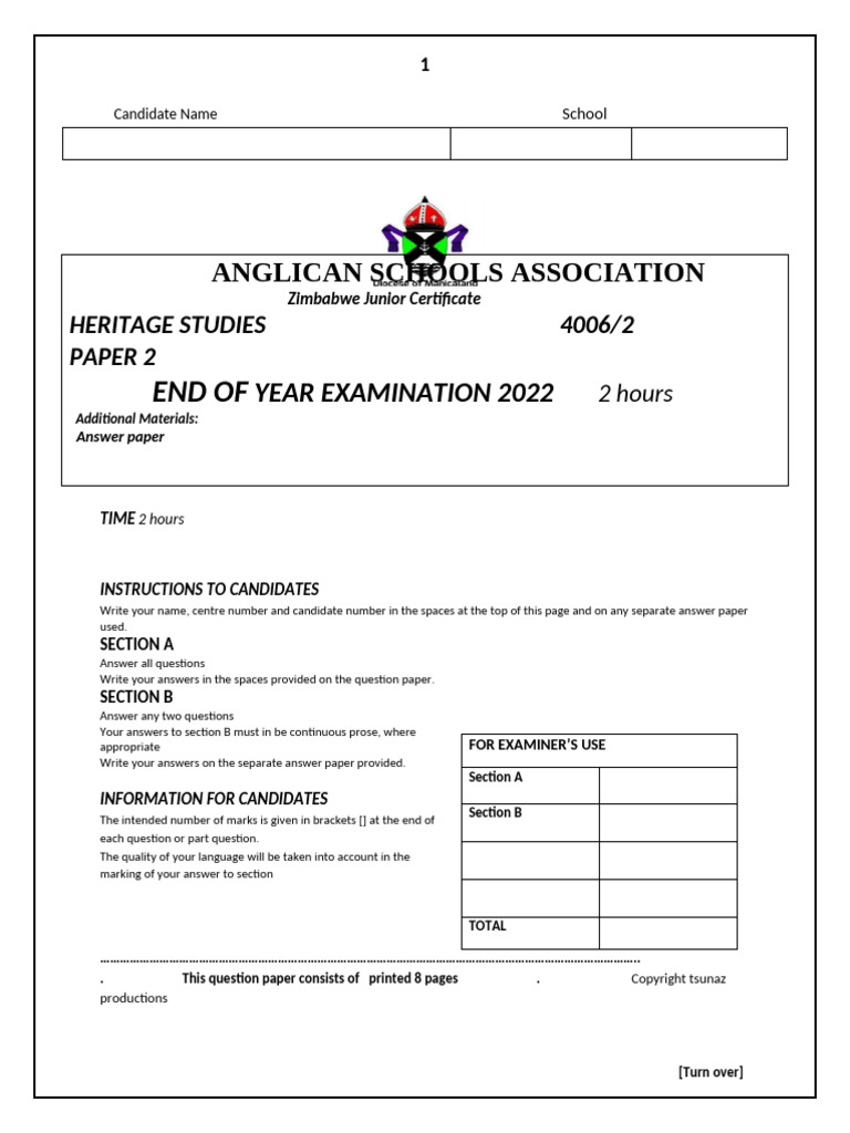 Heritage P1 - Mid - Year - Examination | PDF