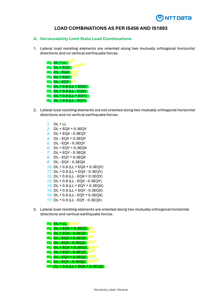 SLS and Uls Load Combinations As Per Is456 and Is1893 | PDF