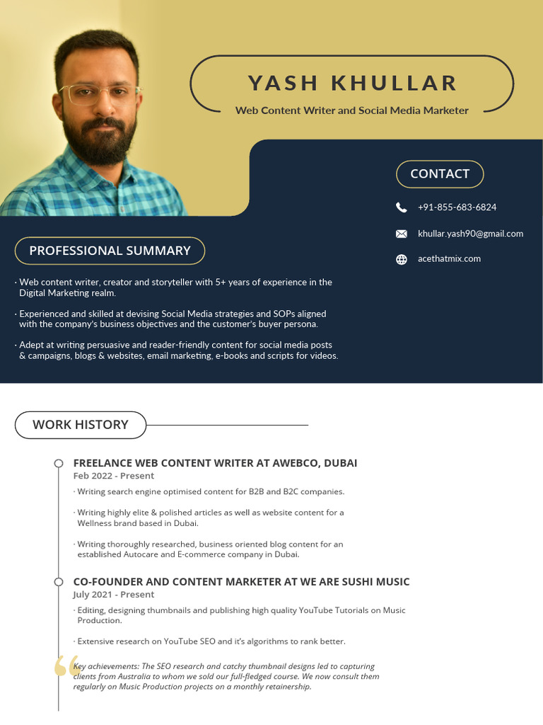 Yash - Resume - Final - Non CC | PDF | Marketing | Search Engine Optimization