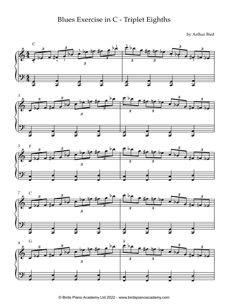 Blues Exercise in C - Triplet 8ths | PDF