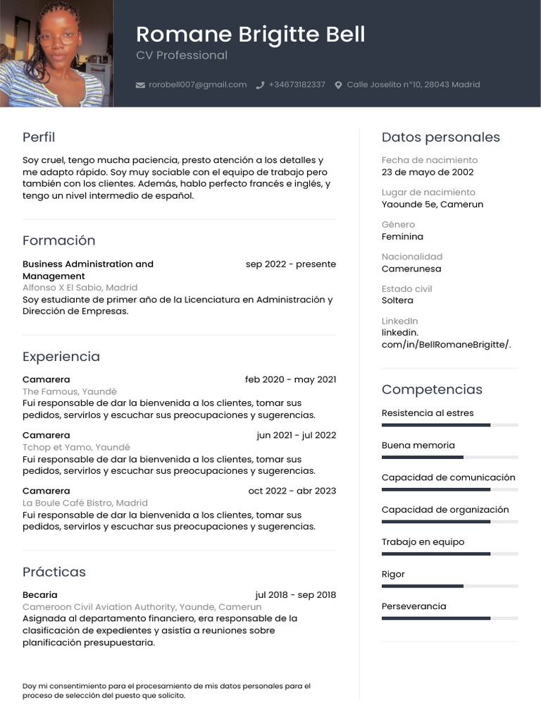 CV Romane Brigitte Bell | PDF