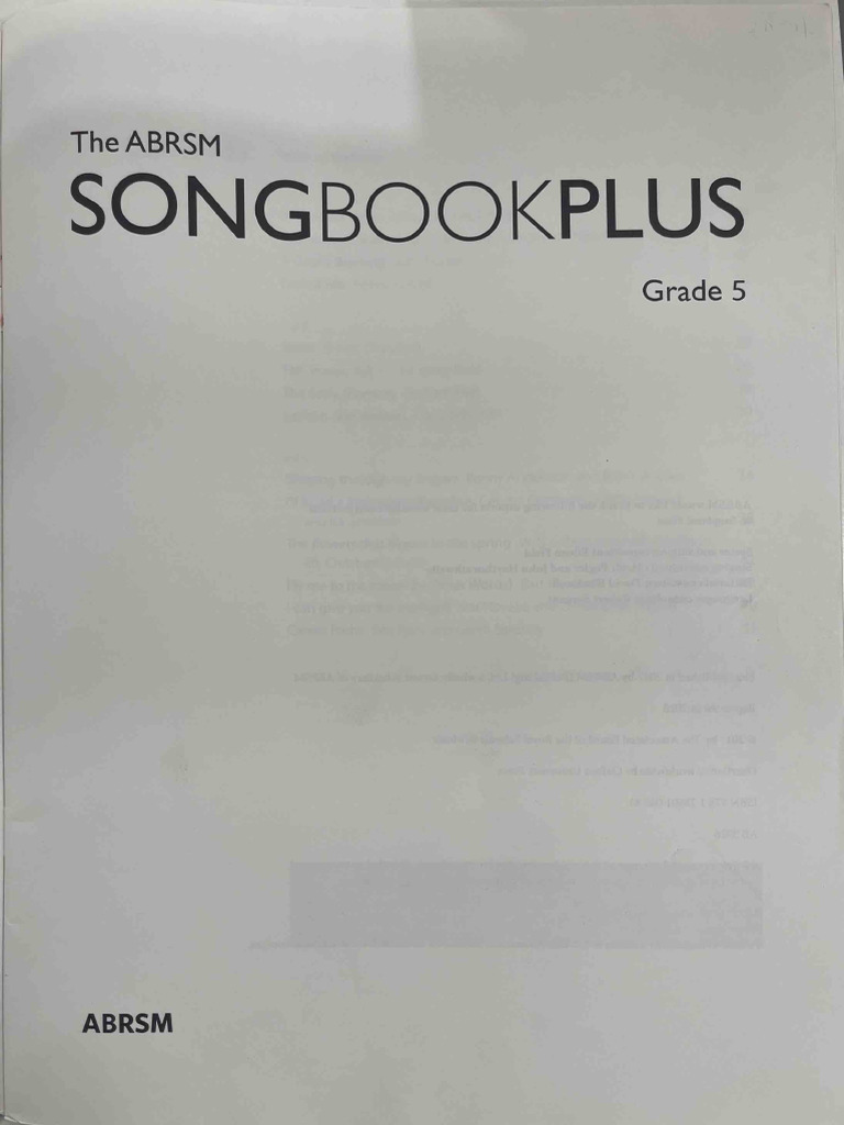 Grade 5 ABRSM SONG BOOK - PT1 | PDF