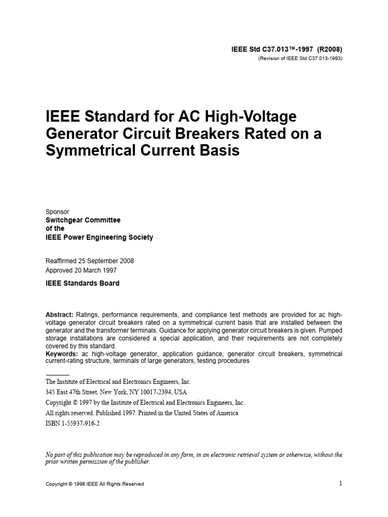 IEEE Standard For AC High-Voltage Circuit Breakers | PDF | High Voltage ...