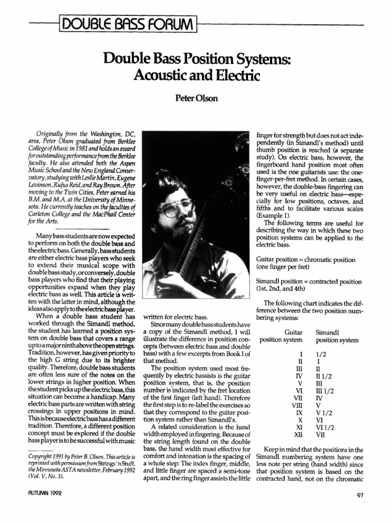 Double Bass Position System - Acoustic and Electric - Peter Olson | PDF ...