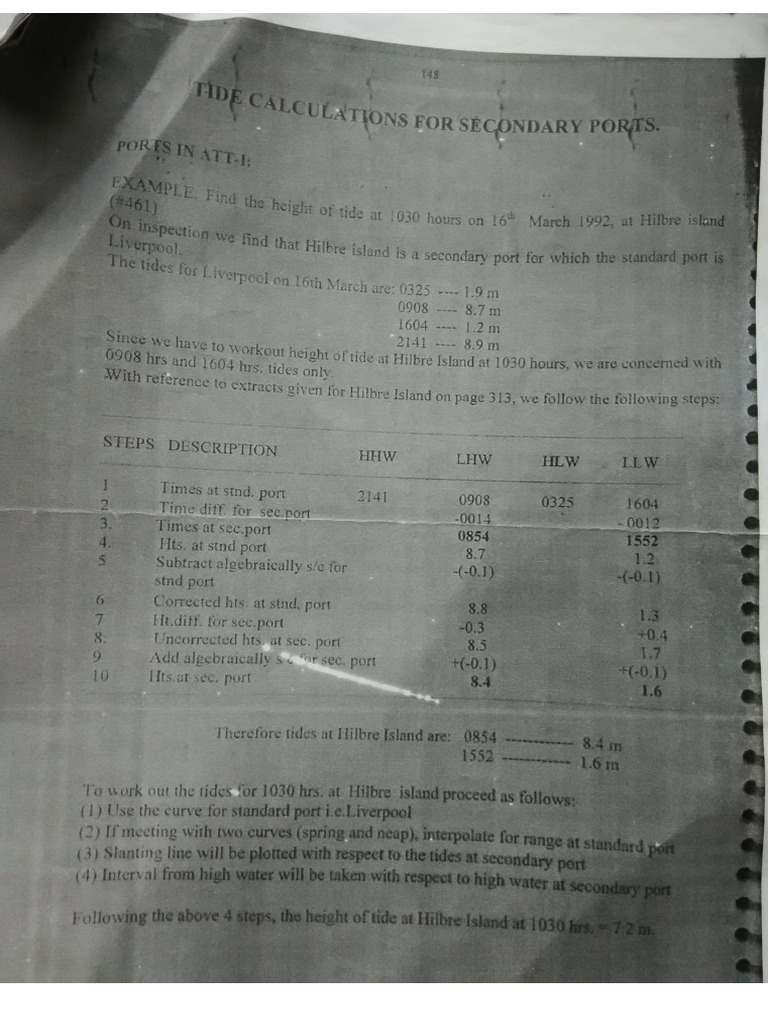 Tides Secondary Port Examples and Questions-1 | PDF