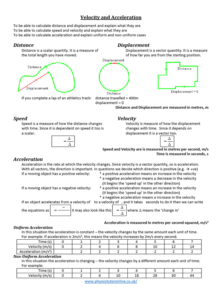 Velocity and Acceleration | PDF | Velocity | Acceleration