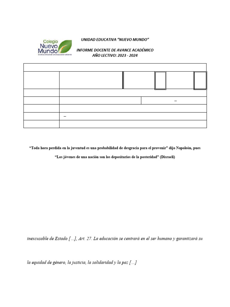 INFORME DOCENTE AVANCE ACADEMICO MSC IVÁN REA | PDF | Evaluación | Enseñando