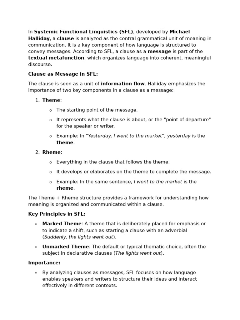 All about Systematic Functional Grammar | PDF | Clause | Semantics