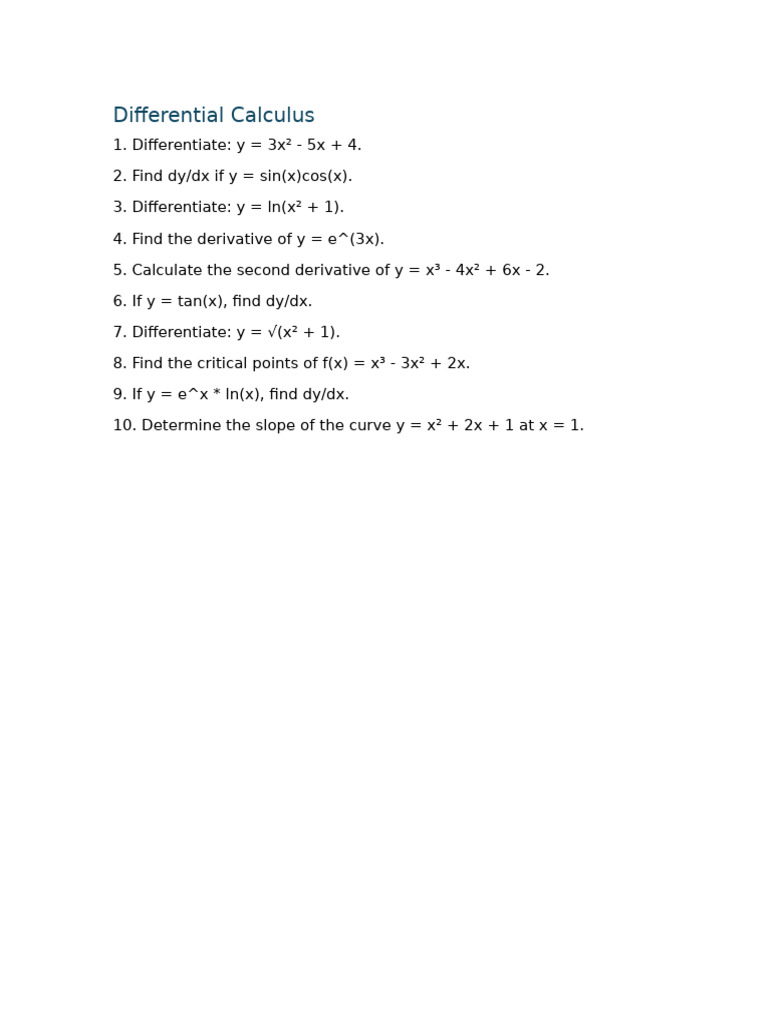 Differential Calculus | PDF