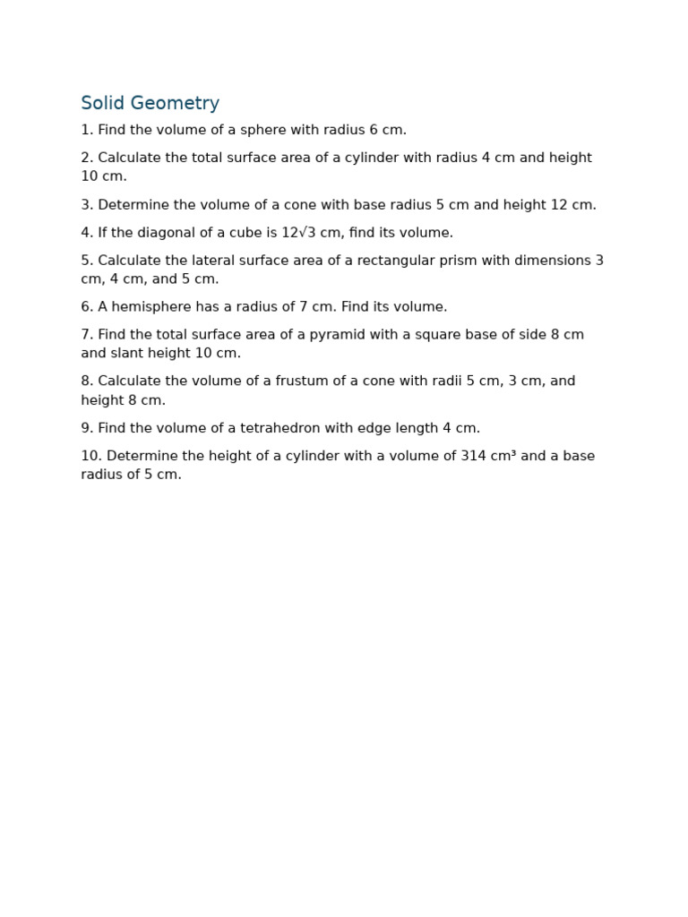 Solid Geometry | PDF